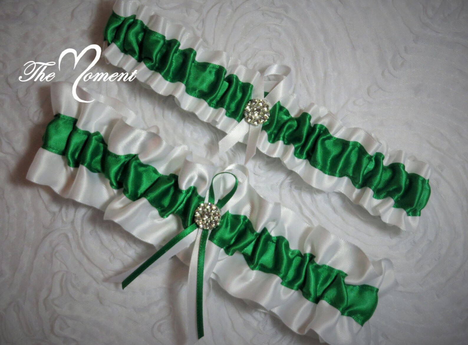 Green and White Garter Set Keepsake and Toss-away Garter Set - Etsy