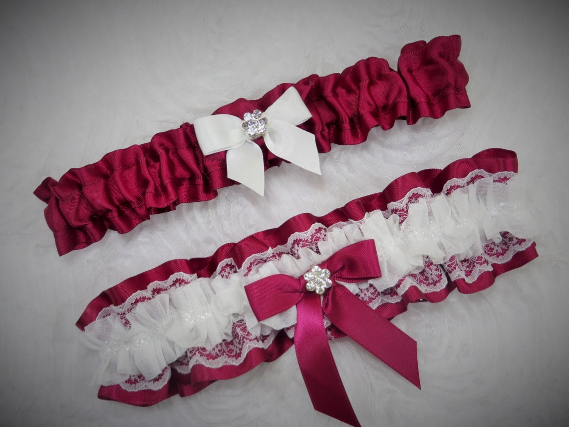 Ruby Red Garter Set Keepsake and Toss Garter Set Ribbon - Etsy