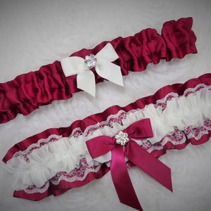 Ruby Red Garter Set, Keepsake and Toss Garter Set, Ribbon Garter, Prom ...