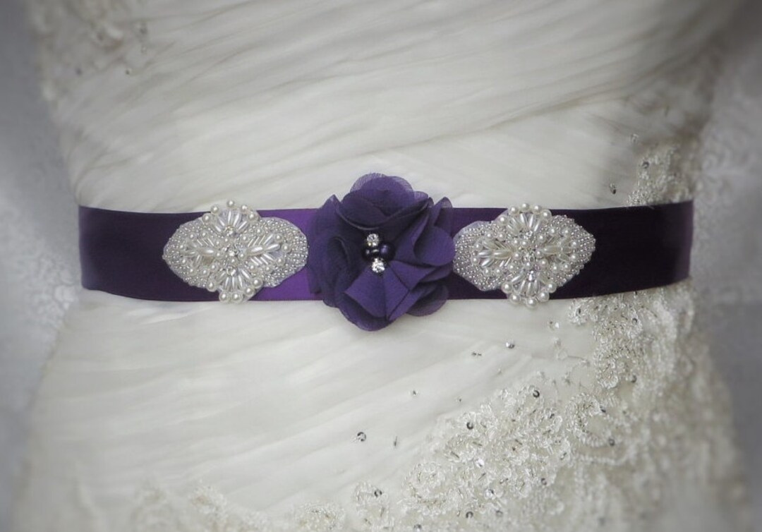 Navy Bridal Sash, Navy Blue Bridal Belt, Rhinestone Sash, Pearl Sash ...