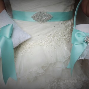 Aqua Bridal Sash Blue Bridal Sash Turquoise Sash Bridesmaid - Etsy