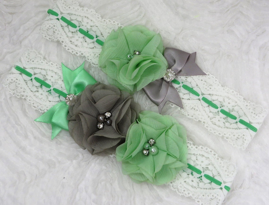 Mint Green Stretch Lace Garter Set Wedding Garter Bridal - Etsy