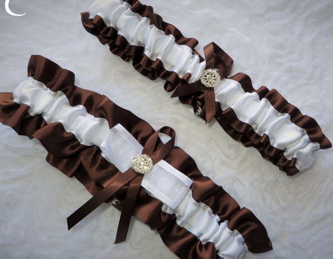 Brown and White Garter Set Keepsake and Toss-away Garter Set - Etsy
