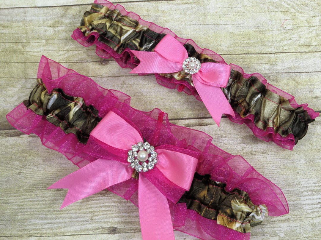 Pink Camo Garter Set, Pink Camo Keepsake Garter, Bridal Garter, Wedding ...