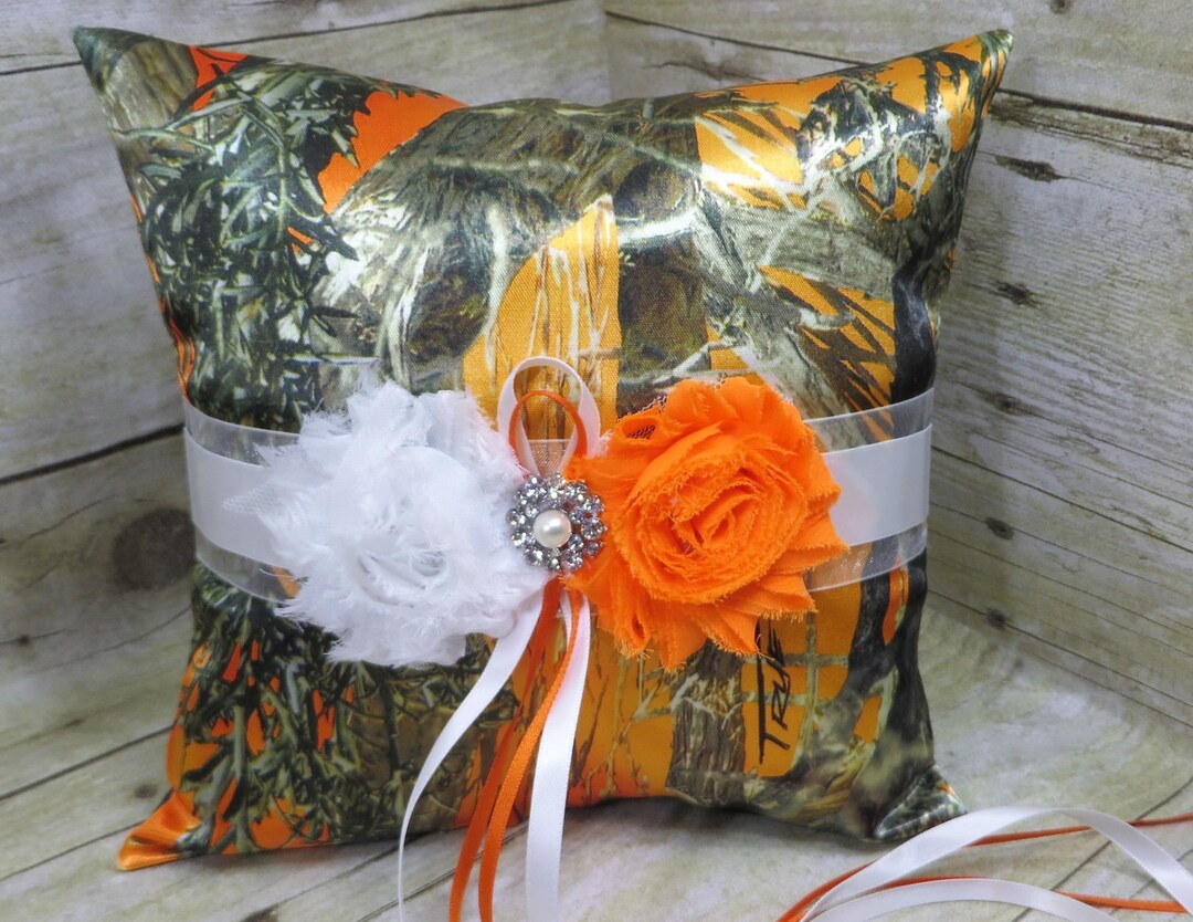 Orange Camo Ring Bearer Pillow, True Timber Orange Blaze Ring Bearer ...