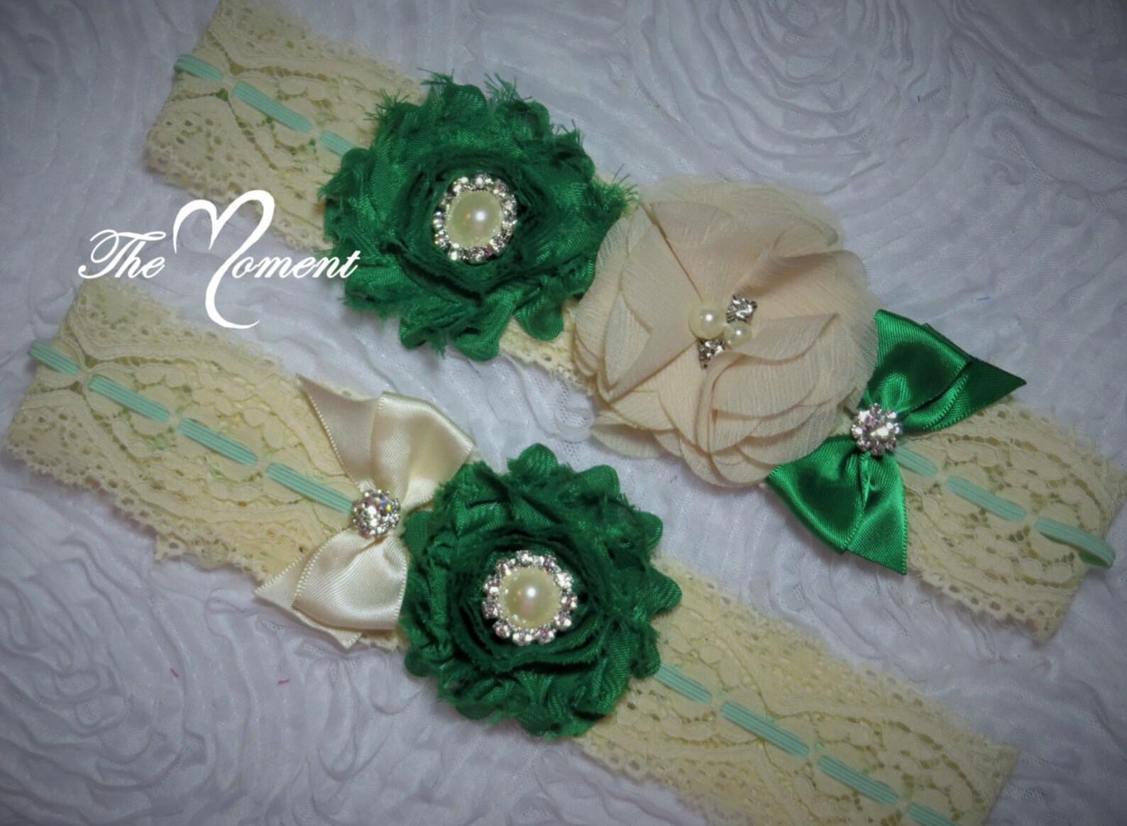 Emerald Green Lace Garter Set Wedding Garter Bridal - Etsy