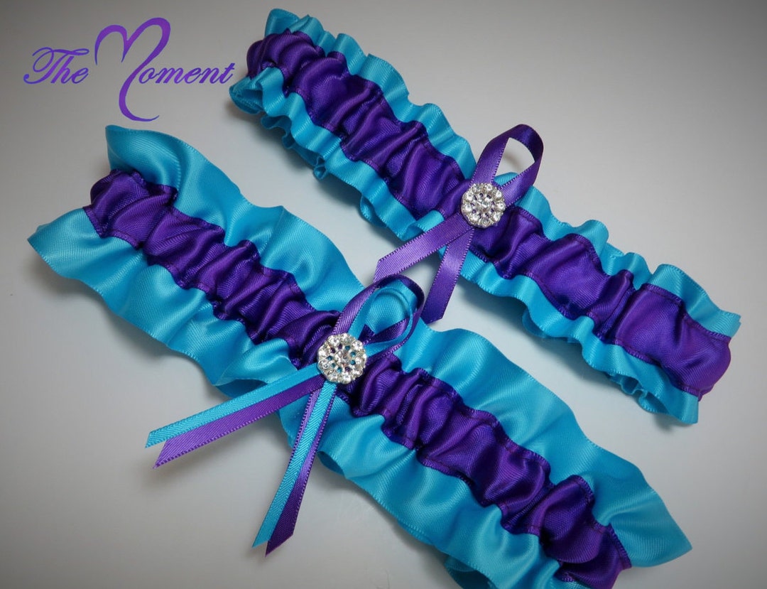 Turquoise and Purple Garter Set, Purple and Turquoise Garter Set ...