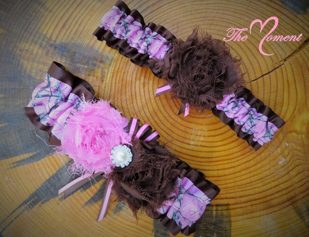 Pink Camo Garter With Brown Camo Wedding Garter Set Pink and - Etsy