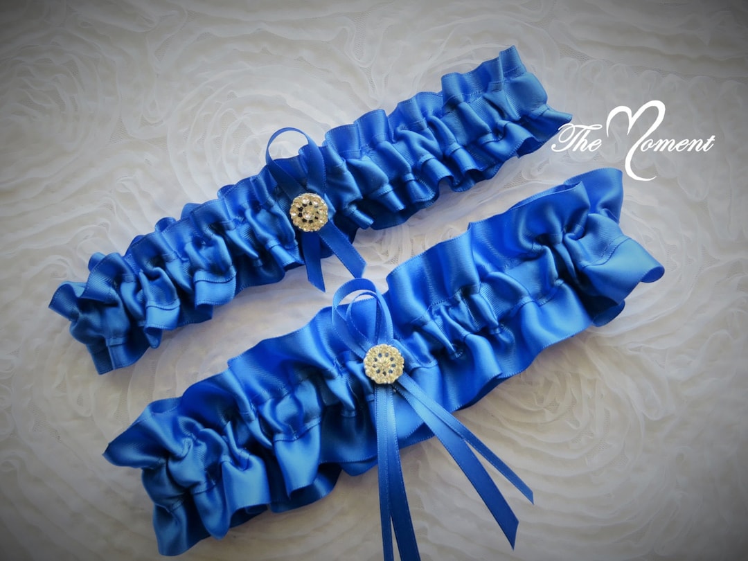 Royal Blue Garter Set, Garter Set, Something Blue, Ribbon Garter, Prom ...