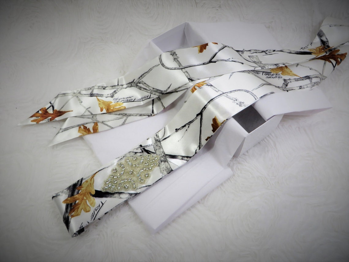 White Snowfall True Timber Dress Sash Camo Wedding Sash Camo - Etsy