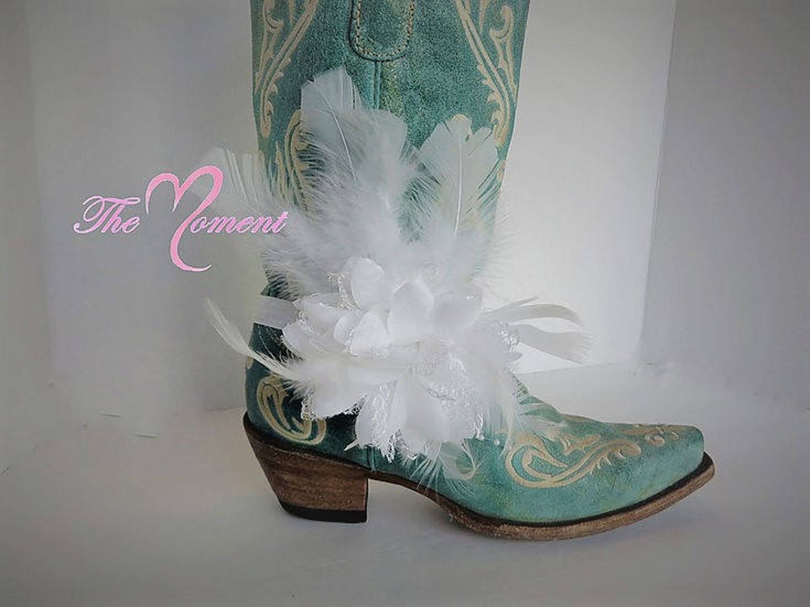 White Feather Boot Band Boot Accessory Boot Band Bridal - Etsy