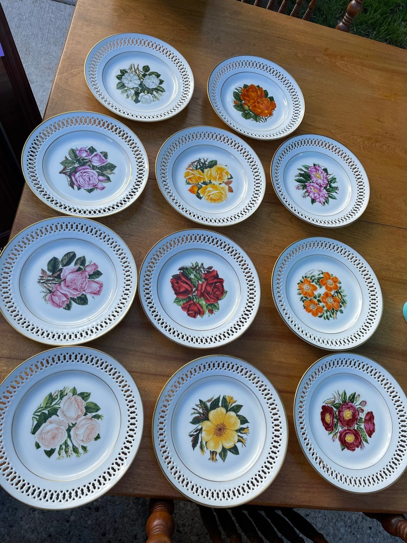 11 Plates From the 12 Rose Plates Bing & Grondahl Denmark Danbury Mint ...