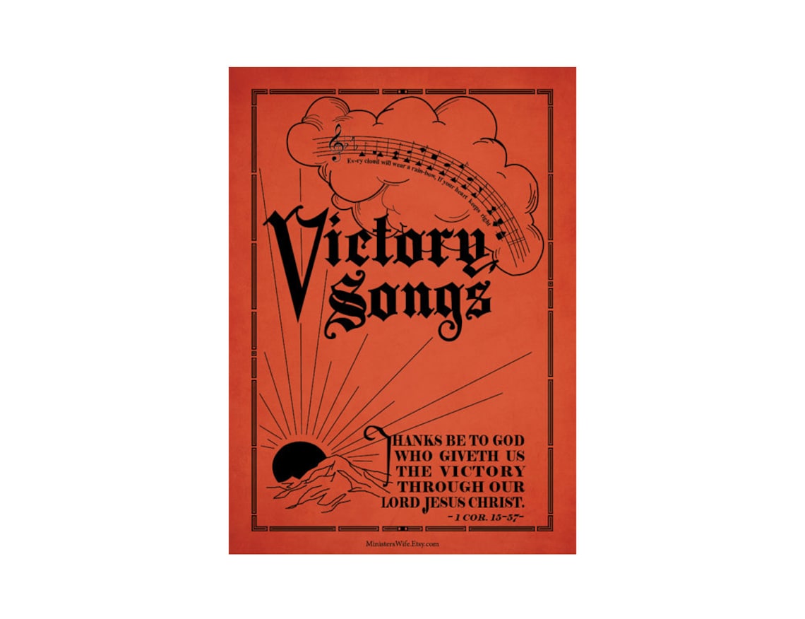 Victory Songs Antique Hymnal Cover Reproduction Printable - Etsy