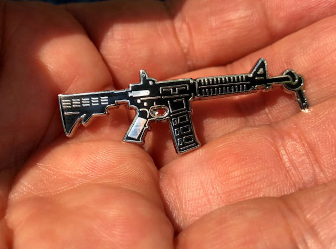 TWO PACK Anti Gun Pin hard enamel gun control pin. AR-15 | Etsy