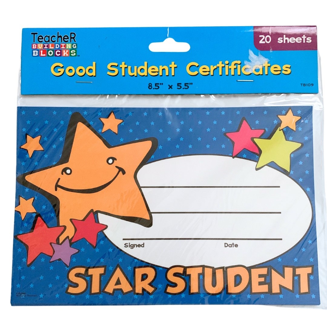 Prek-kindergarten Star Student Certificate - Etsy
