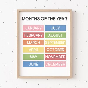 Months of the Year, Classroom Decor Elementary, Playroom Wall Decor ...
