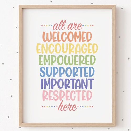 Equality Poster Classroom Decor All Are Welcome Here Sign - Etsy