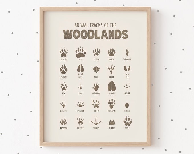 Animal Tracks Print, Woodland Nursery Decor, Printable Wall Art ...