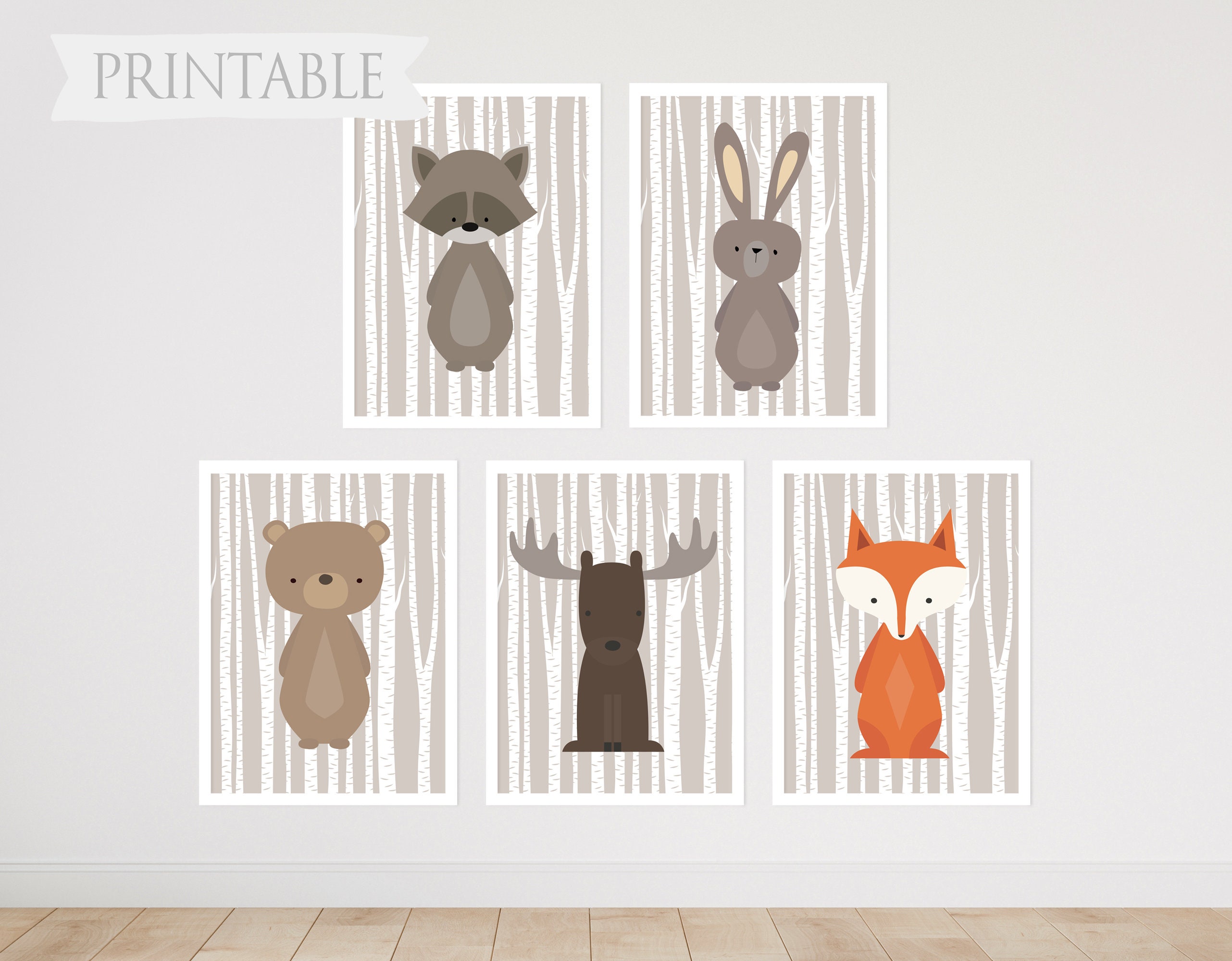 Animal Nursery Prints Woodland Nursery Wall Art Kids Wall | Etsy