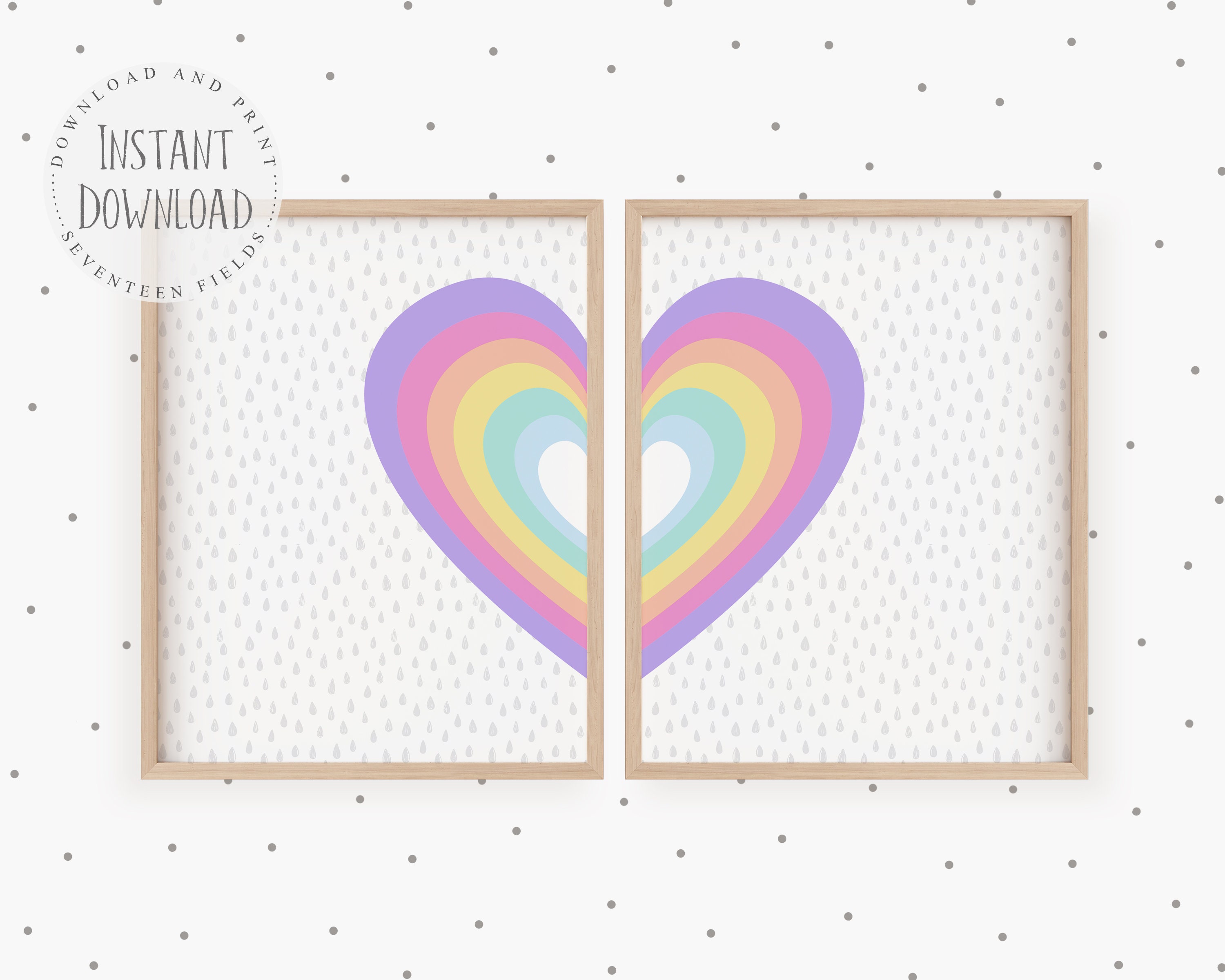Toddler Girl Room Decor Rainbow Heart Print Rainbow Nursery | Etsy
