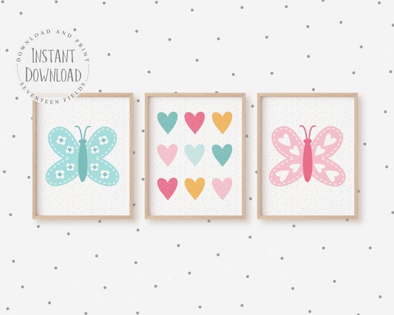 Nursery Decor Girl Printable Butterfly Wall Art Toddler Girl - Etsy