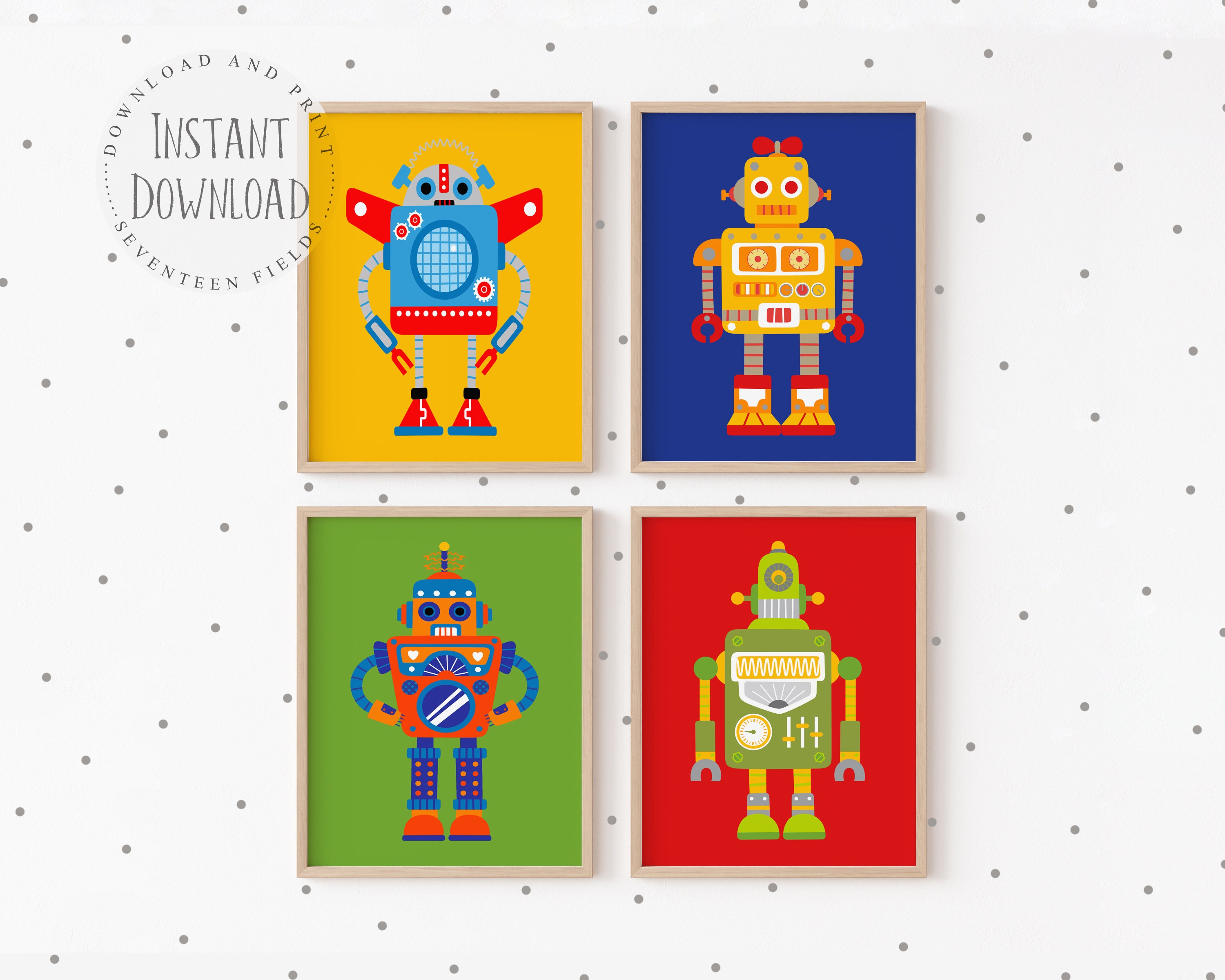 Robot Art Robot Decor Robot Nursery Wall Art Boys Room | Etsy