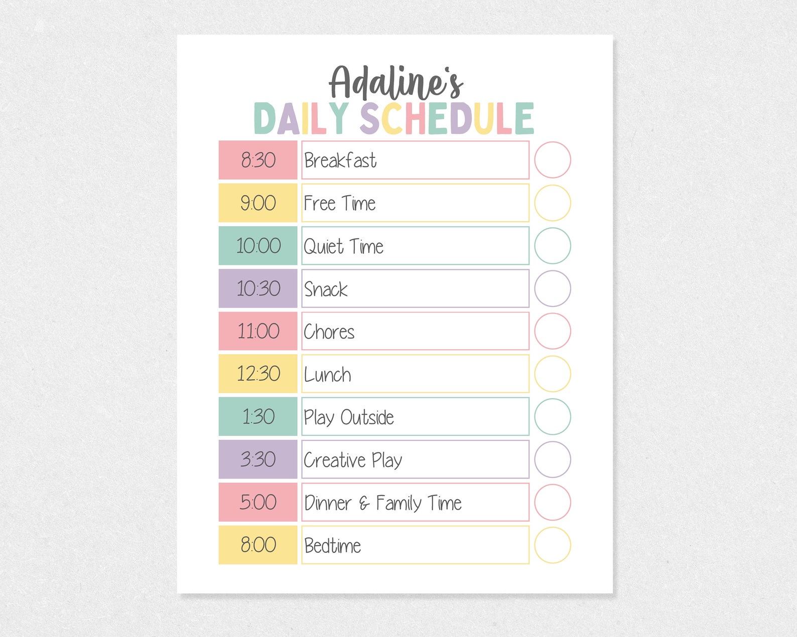 Daily Schedule Template for Kids Editable Chore Chart to Do - Etsy