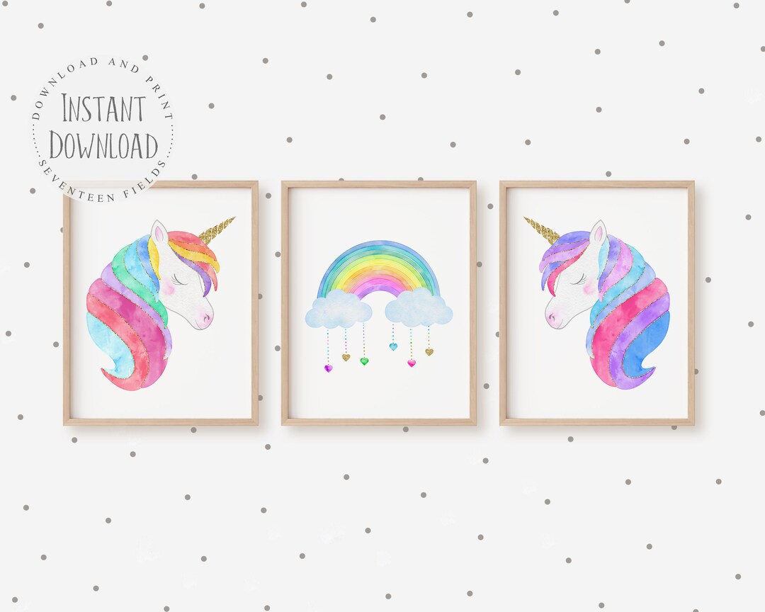 Unicorn Decor, Rainbow Nursery Wall Art, Girls Room Decor, Unicorn Wall ...