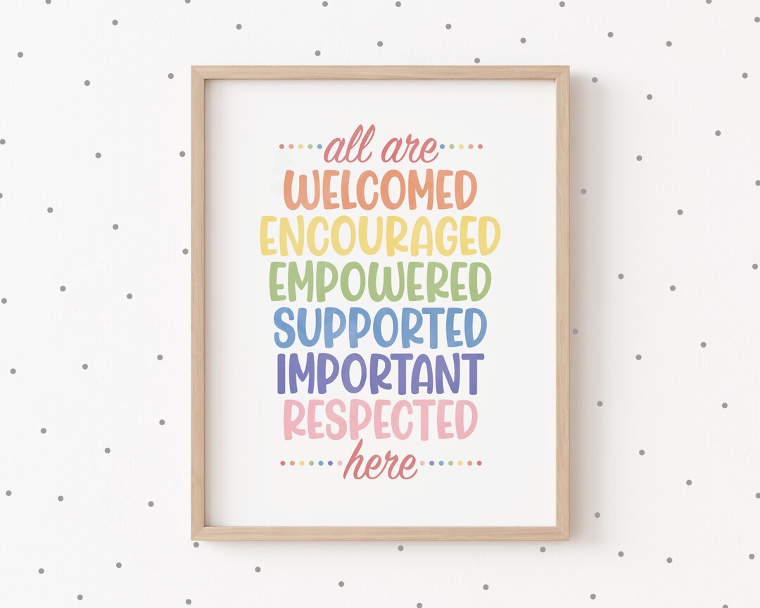 Equality Poster, Classroom Decor, All Are Welcome Here Sign, Kindness ...