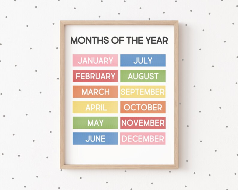 Months of the Year Classroom Decor Elementary Playroom Wall - Etsy