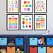 Educational Prints, Playroom Posters, Rainbow Classroom Decor, Set of 6 ...