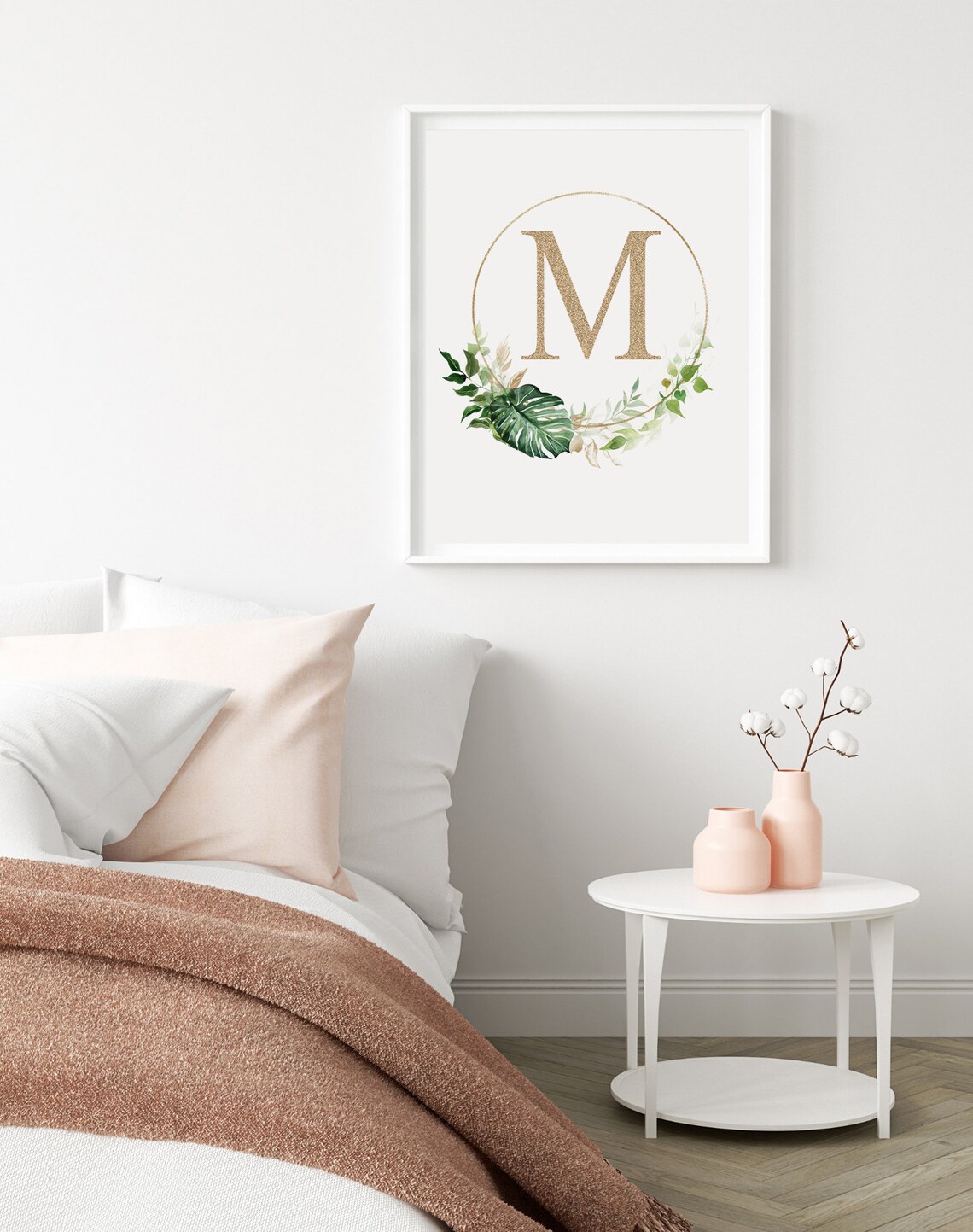 Letter M Decor M Print Initial Wall Decor Botanical | Etsy