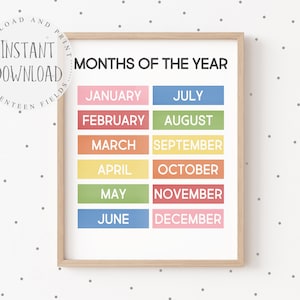 Months of the Year, Classroom Decor Elementary, Playroom Wall Decor ...