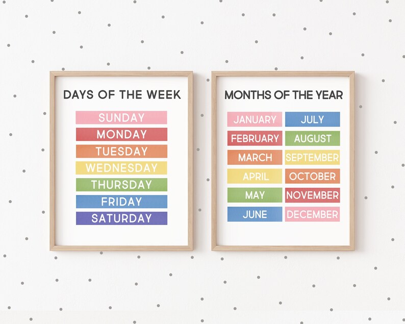 Days of the Week Months of the Year Classroom Decor - Etsy