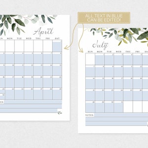 2023 2024 EDITABLE Calendar, Printable Monthly Calendar Template ...