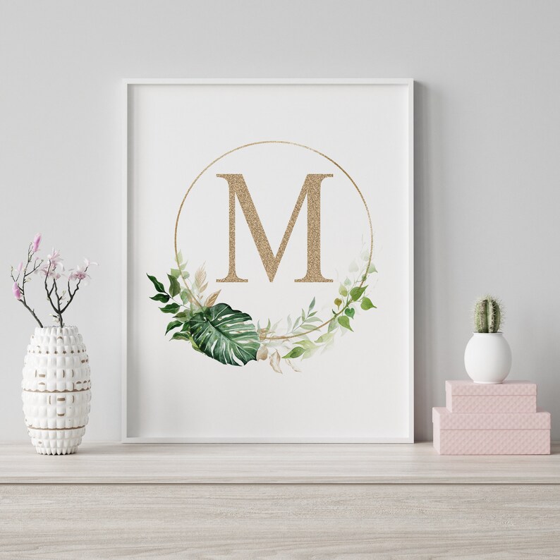 Lettera M Decor M Print Initial Wall Decor Botanical - Etsy Italia