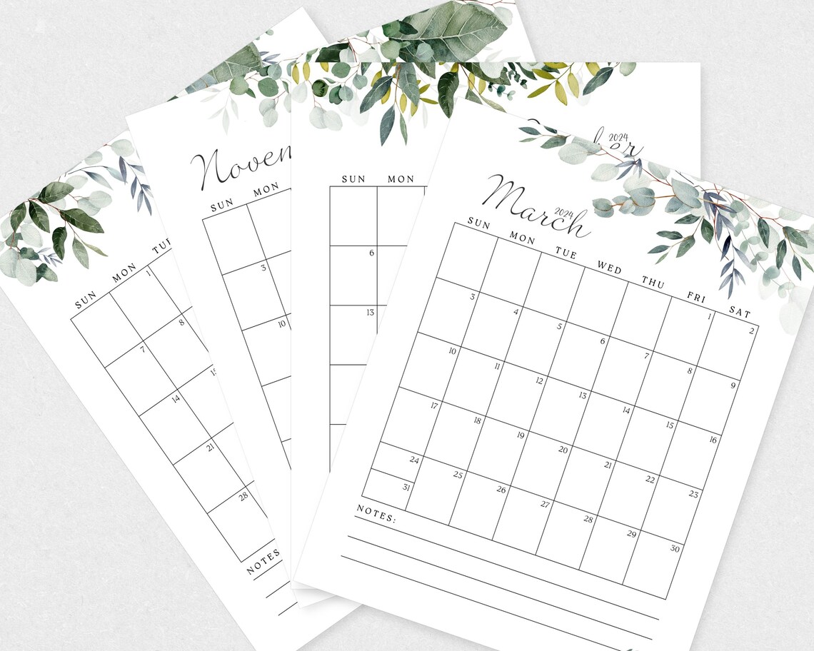 2023 2024 EDITABLE Calendar Printable Monthly Calendar - Etsy