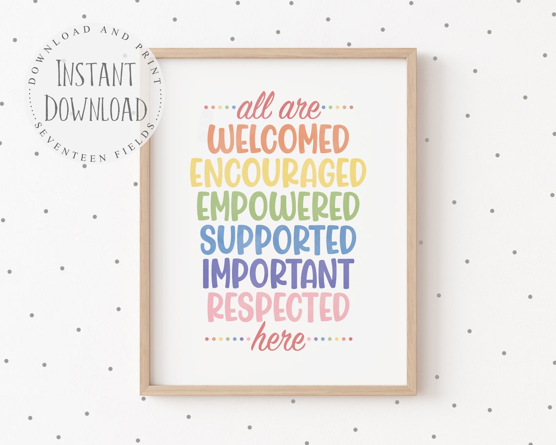 Equality Poster Classroom Decor All Are Welcome Here Sign - Etsy