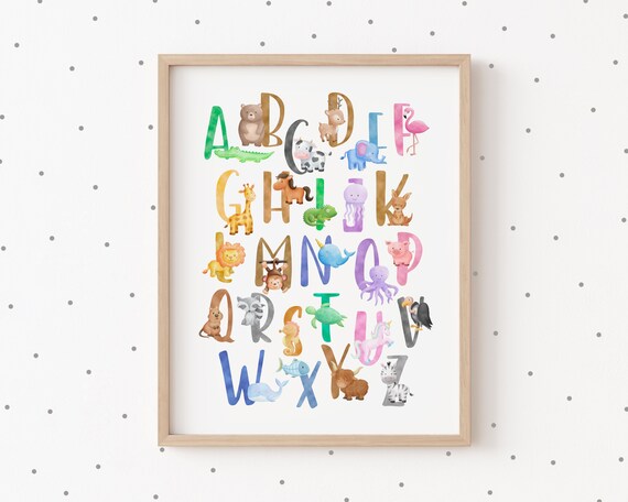 Safari Nursery Decor Alphabet Poster Playroom Prints Nursery - Etsy