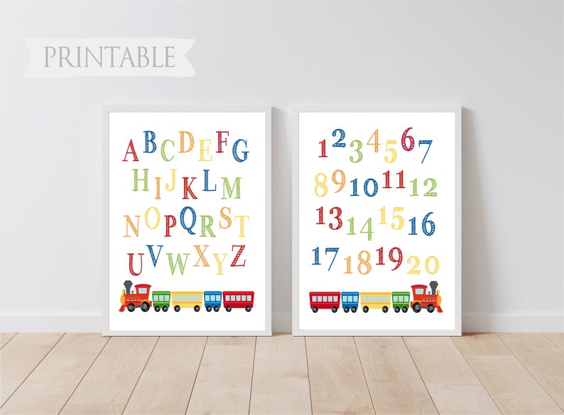 Train Decor Alphabet Poster Numbers Print Kids Wall Art - Etsy