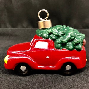 Ceramic Tree in Truck Ornament - Tree in Truck - Red Truck With Tree ...