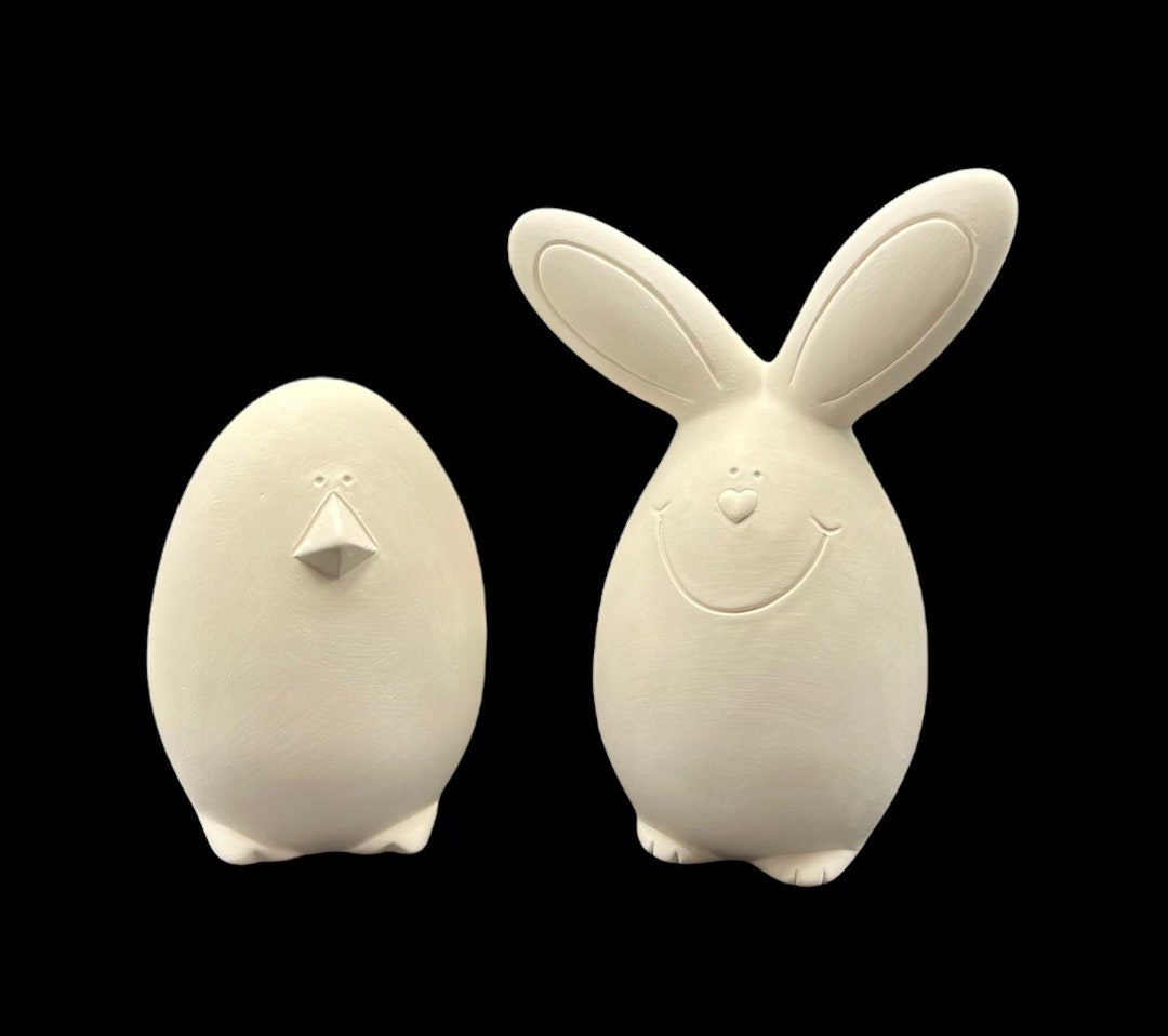 Bunny and Chick Egg Ceramic - Ready to Paint Ceramics - Bunny Egg and ...