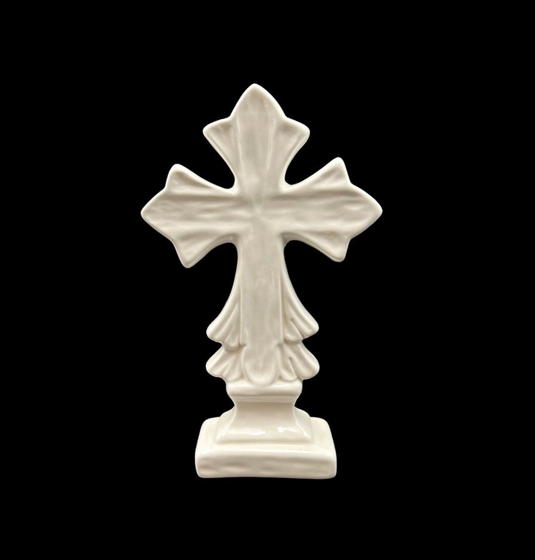 Hand Painted Rustic Ceramic Cross - Tabletop Decor - Etsy