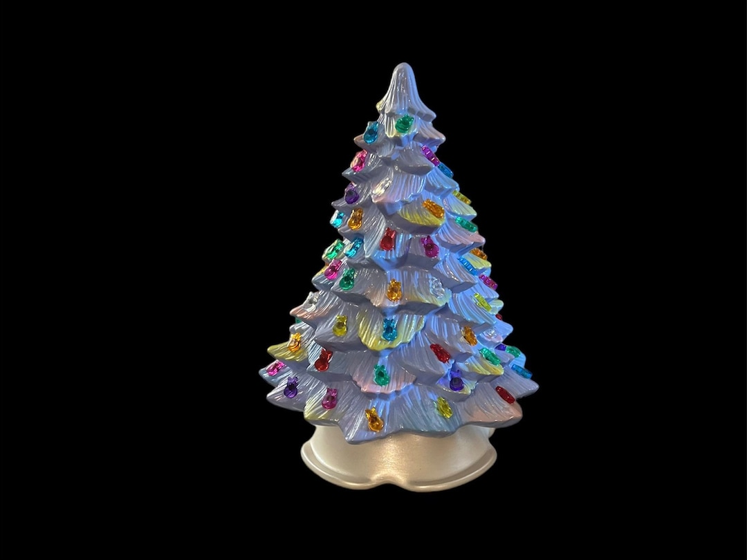 Ceramic Easter Tree With Bunny Lights 13 Inches Tall Periwinkle Ceramic ...