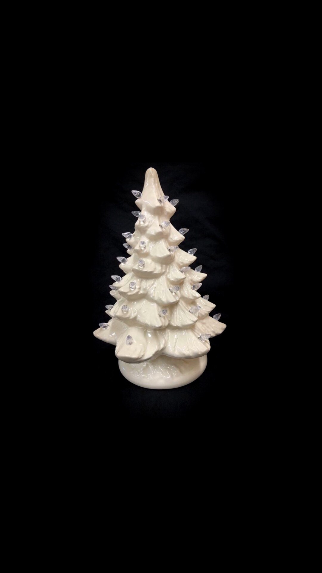 Handcrafted Ivory Ceramic Christmas Tree - 12 Inches With Clear Lights ...