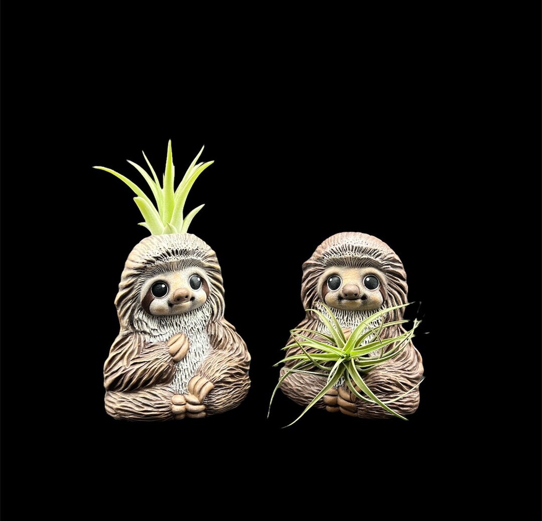 Two Sloth Air Plant Holders - Ceramic Sloth Air Plant Holders - Hand ...