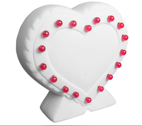 Love Heart Valentine Light up Ceramic Bisque Heart Light | Etsy