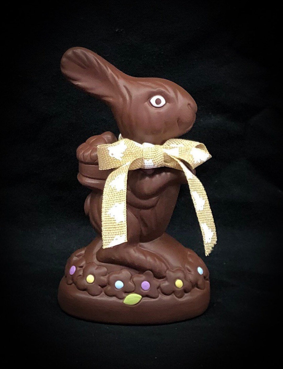 Ceramic Chocolate Easter Bunny With Bow - Etsy