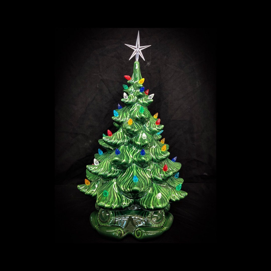 Handcrafted Ceramic Christmas Tree: 18" Tall, Multicolored Lights - Etsy