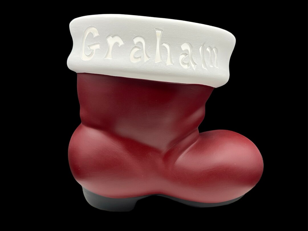 Ceramic Personalized Santa Boot Hand Carved Hand Painted Christmas ...